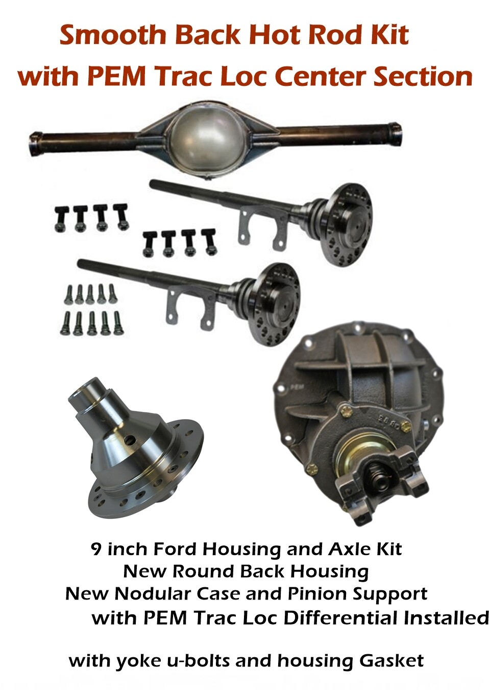 PEM HOT ROD 9 INCH REAR END KIT TRAC LOC - NO BRAKES | eBay