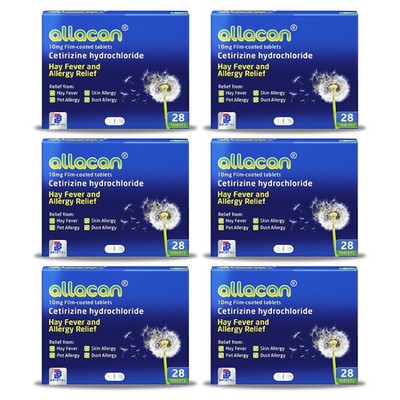 Allacan Hayfever Allergy Relief Tablets Cetirizine 10mg 6 Month Supply ...