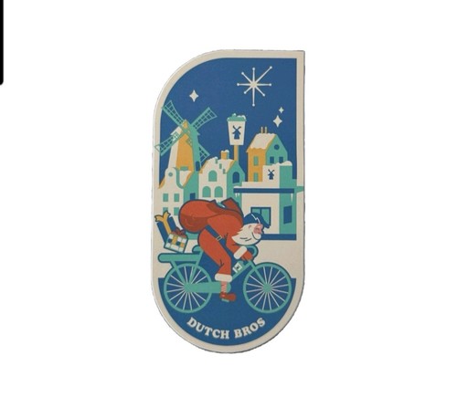 Dutch Bros Santa Bike Starry Winter Christmas December Sticker | eBay