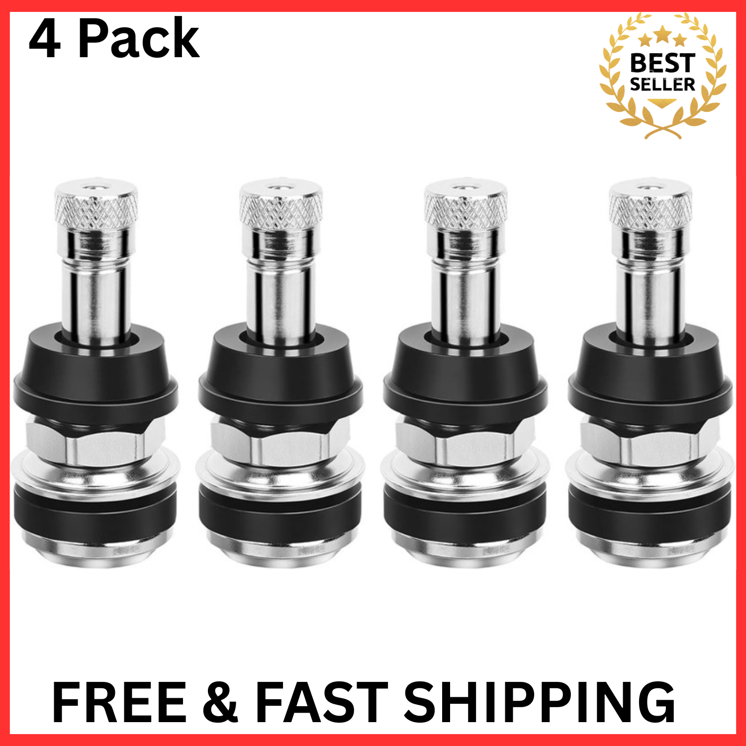 TR416 Valve Stem, 4 Pack Premium Metal Tire Valve Stems for Tubeless ...