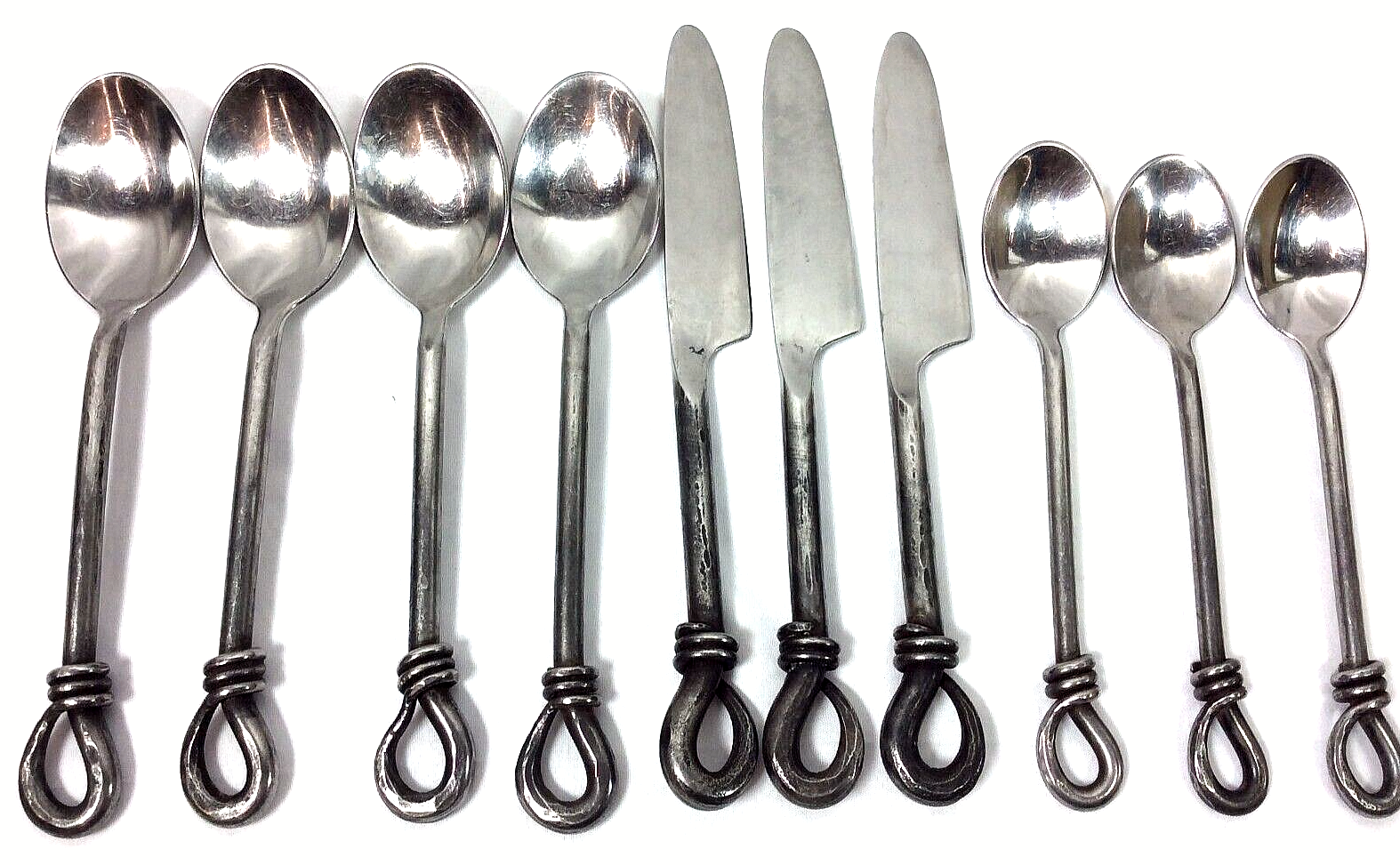Lot of Ten (10) TWIST 18/10 Stainless Flatware by Gourmet Settings Wound Loop B3 | eBay