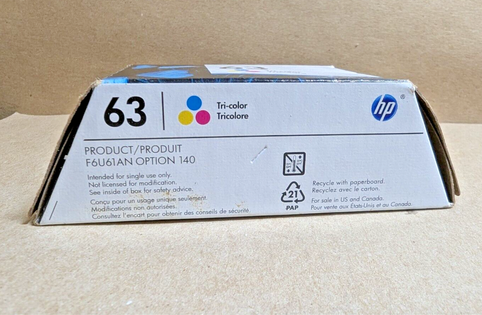 HP 63 Tri-Color Genuine Printer Ink Cartridge | eBay