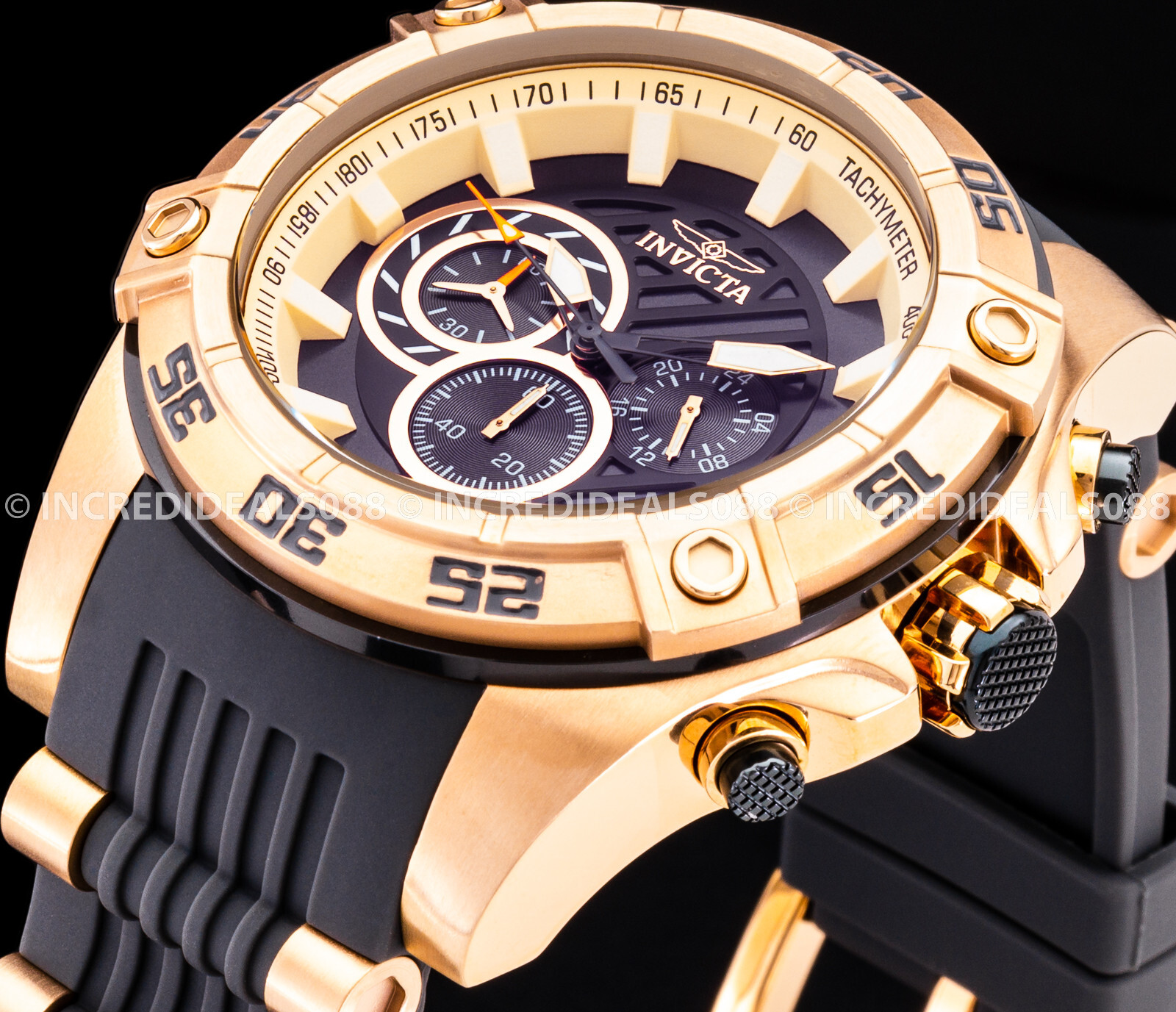 Invicta Men SPEEDWAY VIPER CHRONOGRAPH Rose Gold Black Dial BOLD 52mm ...
