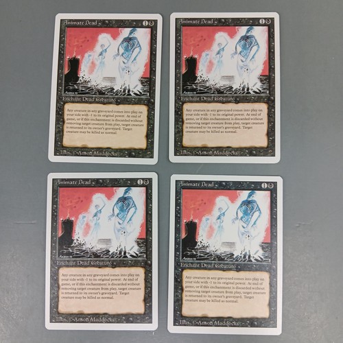 Magic The Gathering Revised Edition 1994 MTG 3 Animate Dead 4 Card Lot ...