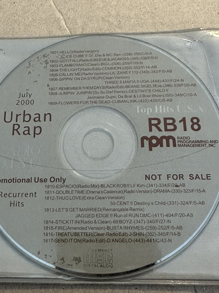 Listing is for the CD Top HitsUSA Radio Promo CD Urban Rap RB18 July ...
