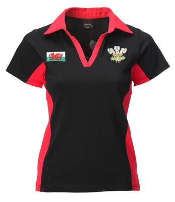 Ladies Short Sleeve Wales Rugby Shirt Jersey Black | eBay UK