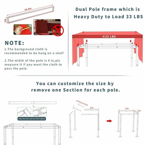 3ft/6ft/10ft Wedding Canopy Chuppah Drape Stand Heavy Duty Square Pipe ...