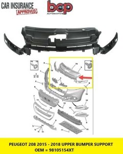 PEUGEOT 208 2015 - 2018 FRONT BUMPER BRACKET UPPER SLAM PANEL ...