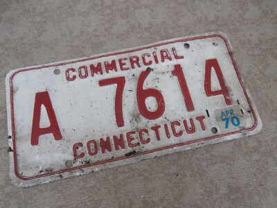 Vintage CT Connecticut A 7614 Commercial License Plate 1970 Sticker | eBay