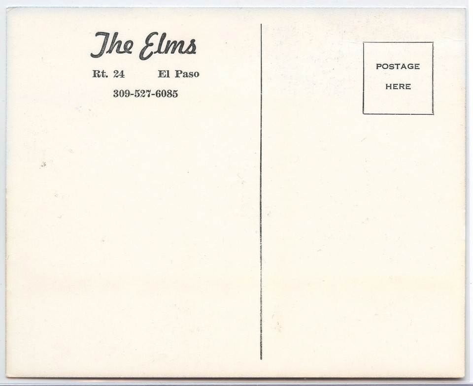 VINTAGE 4" X 5" CHROME POSTCARD ~ THE ELMS Motel ~ EL PASO, Illinois | eBay