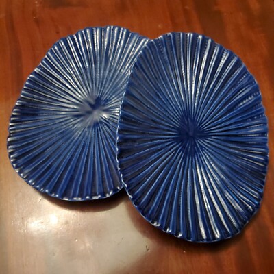 Bombay Company Cobalt blue appetizer oval plates Starburst pattern, Lot ...