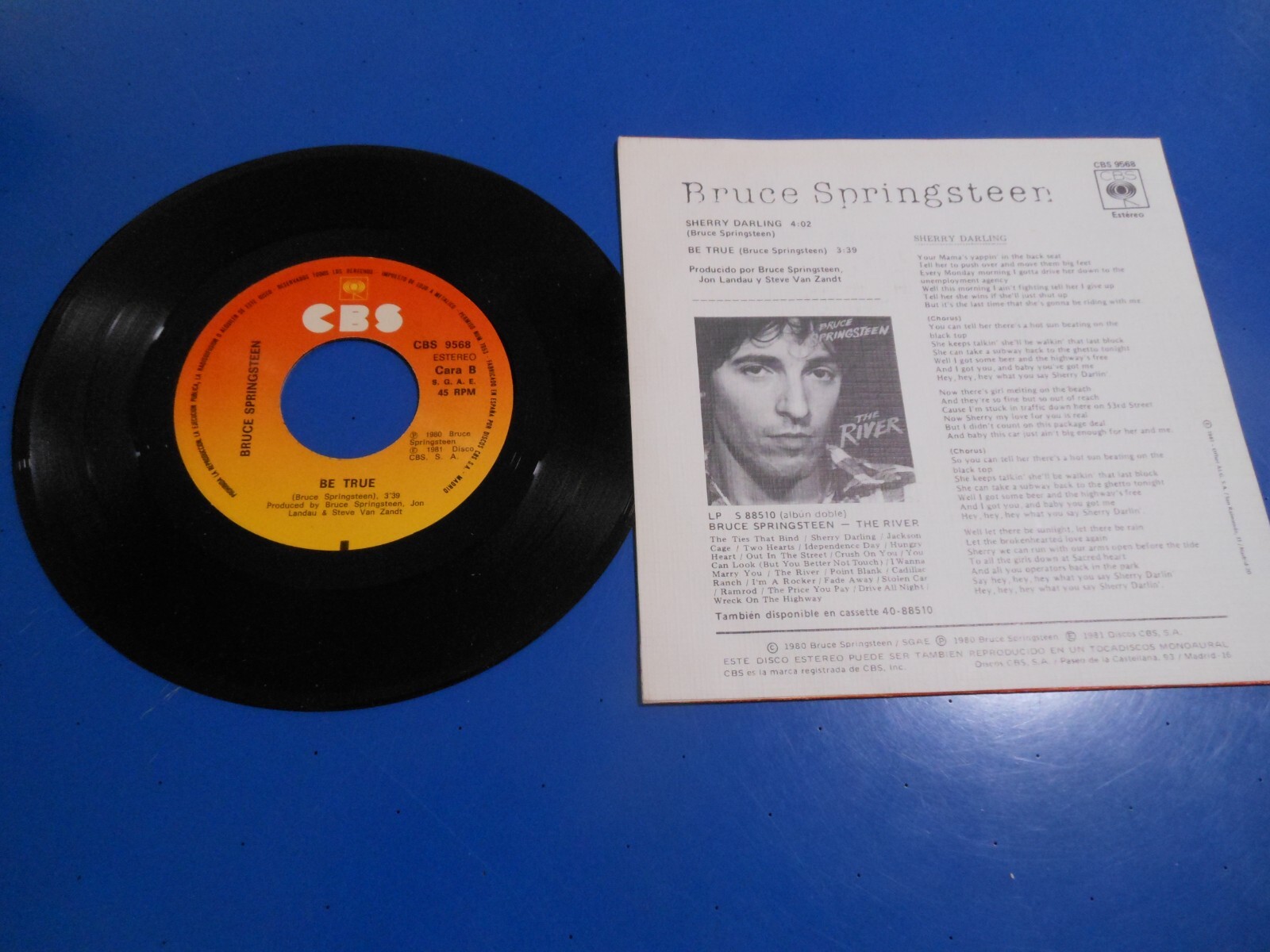 80's Rare 45 RPM Vinyl 7" BRUCE SPRINGSTEEN Import/Sherry Darling ...