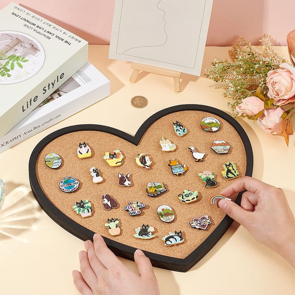 Pin Board Heart Cork Board Bulletin Display Board, 0.8inch Thick Wall ...