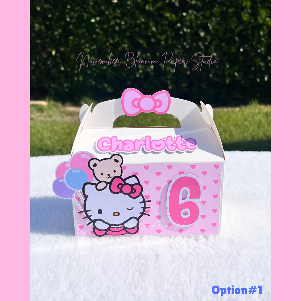 Hello Kitty favor boxes- SET OF 6 PERSONALIZED BOXES, Hello kitty ...