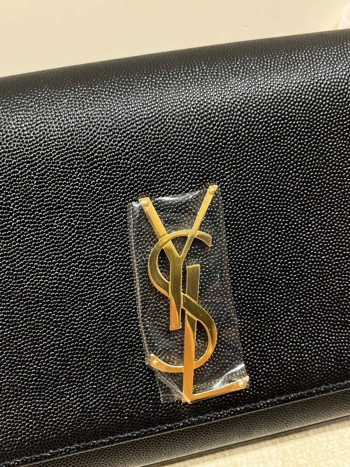 YSL Saint Laurent Kate MM Caviar Chain Shoulder Crossbody Bag Black ...