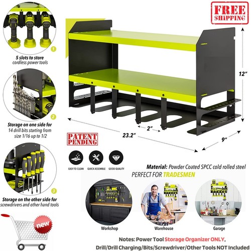 Garage Storage Tool Drill Holder Wall Mount Shelf Rack for Ryobi Dewalt ...