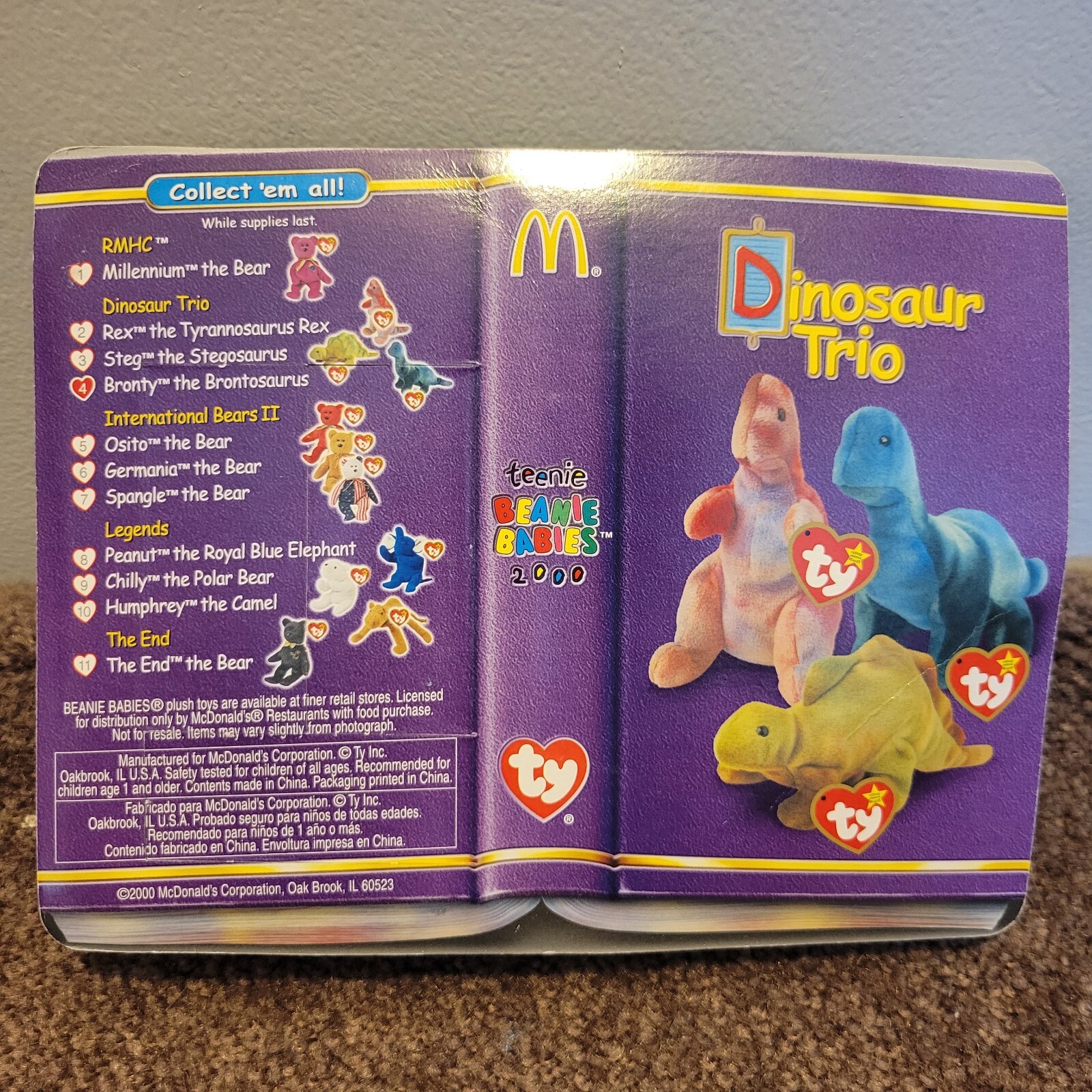 2000 Bronty the Brontosaurus Dinosaur Ty Beanie Baby Babies McDonald's ...