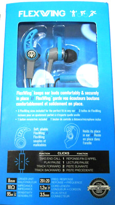 TWO PACKS BLUE FLEX WING Soft, Pliable Ear Buds which stay securely in ...