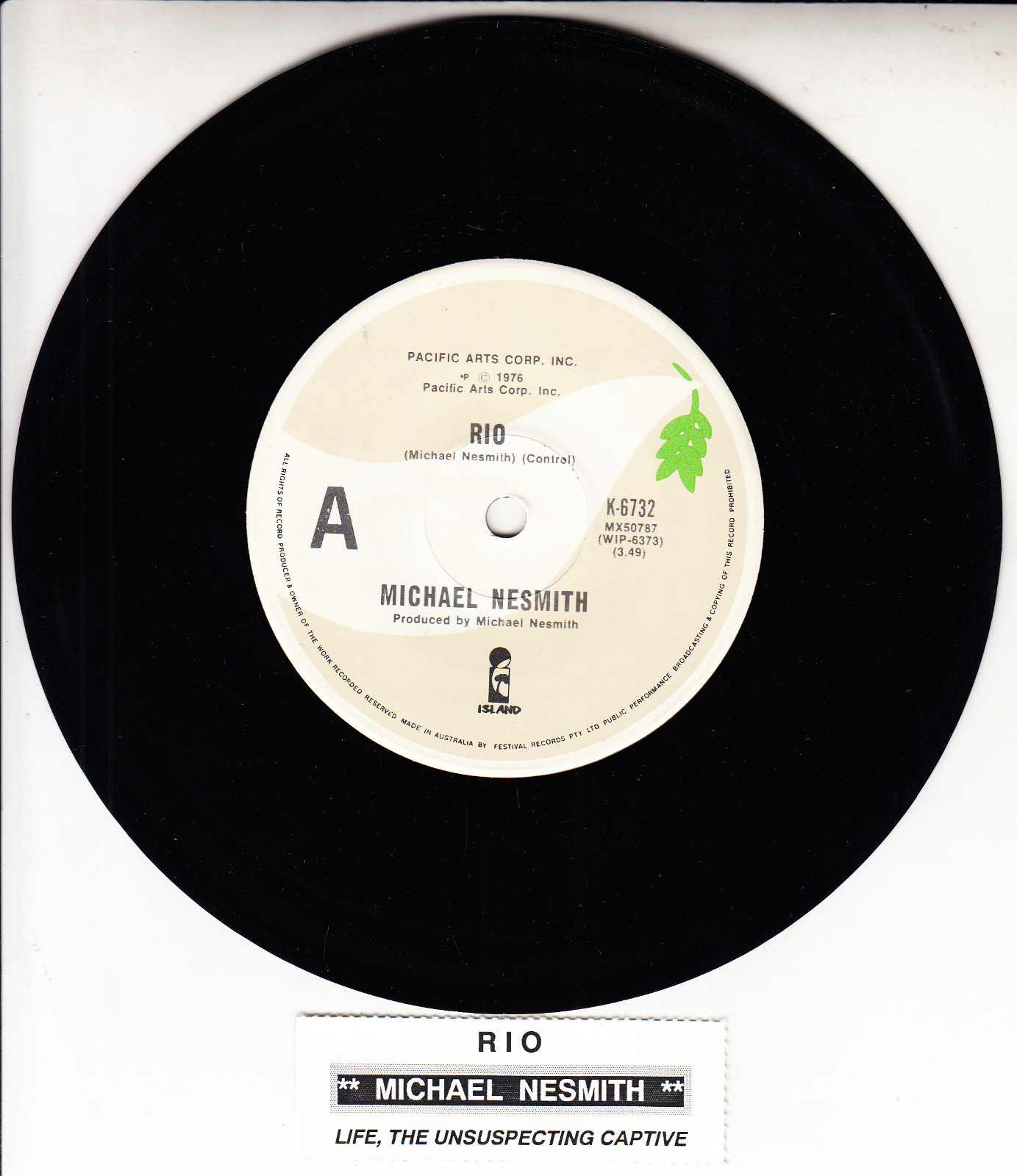 MICHAEL NESMITH Rio 7" 45 rpm vinyl record + juke box title strip | eBay