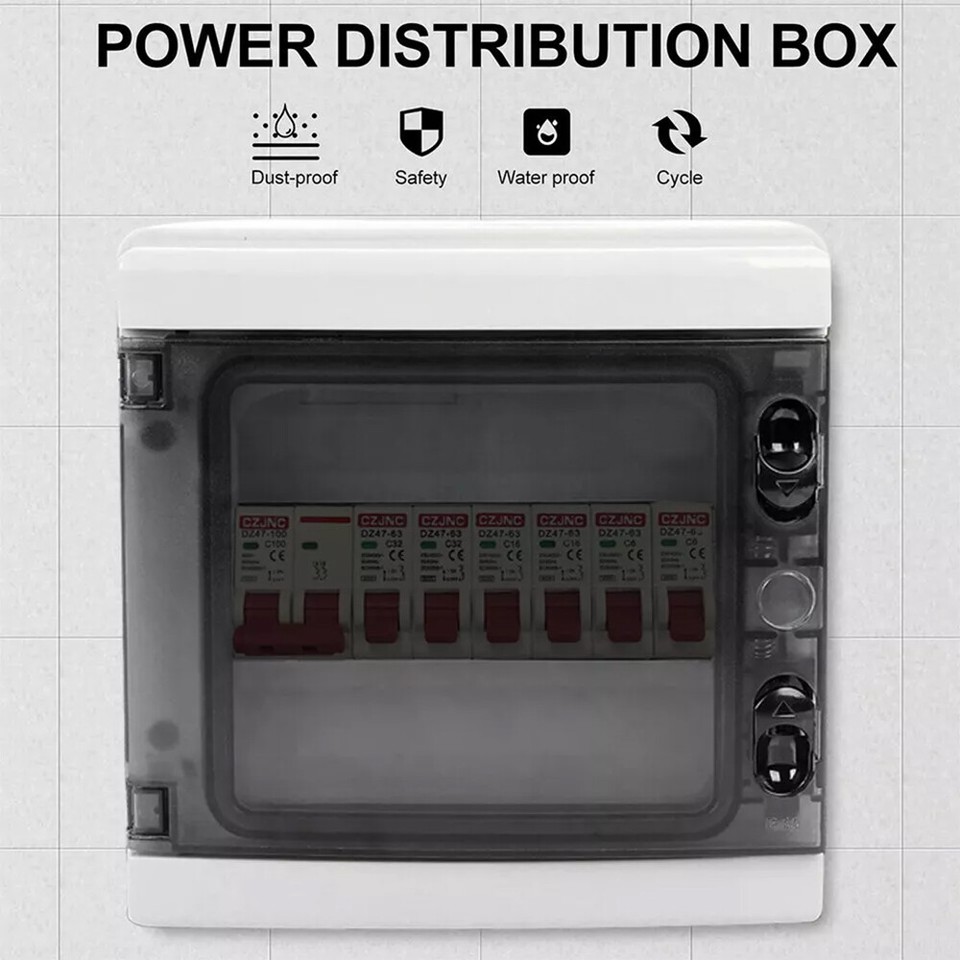 8 Way Consumer Unit Fuse Box 8 MCB Circuit Breakers Isolator Shed ...