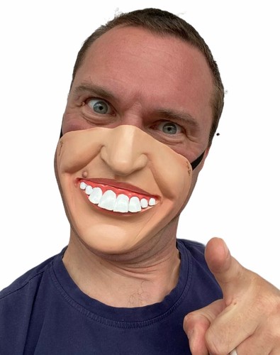 Funny Half Face Mask Big Teeth Smile Ken Dodd Adult Child's Costume ...