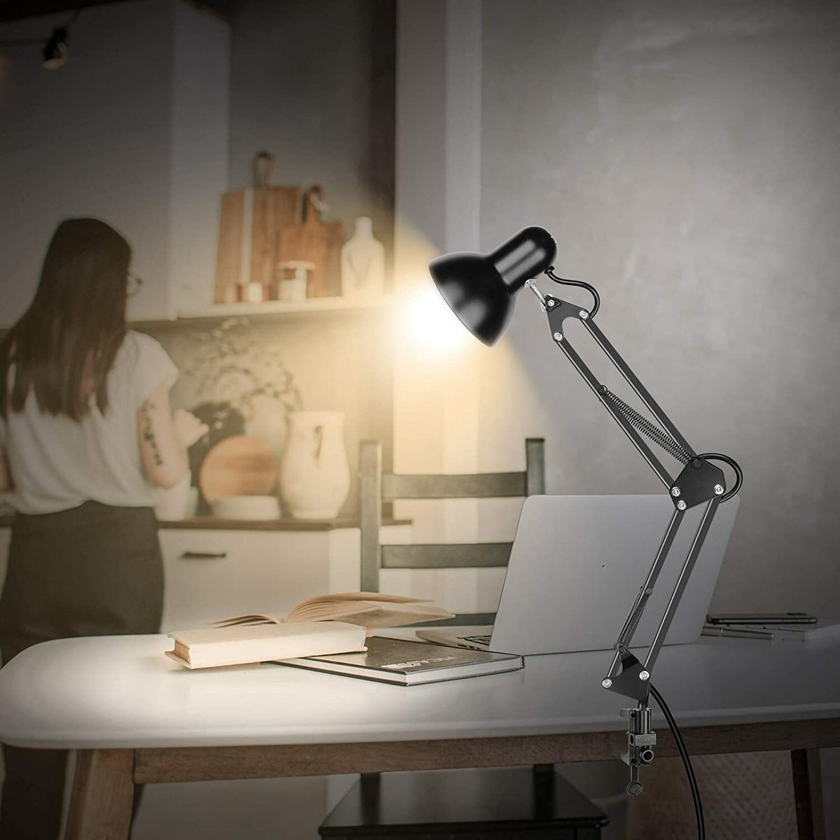 Steel Swing Arm Desk Lamp Silver Swings Arm Silver Lamps Adjustable