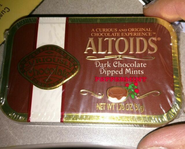 ALTOIDS DARK CHOCOLATE DIPPED MINTS PEPPERMINT FULL TIN for sale online ...