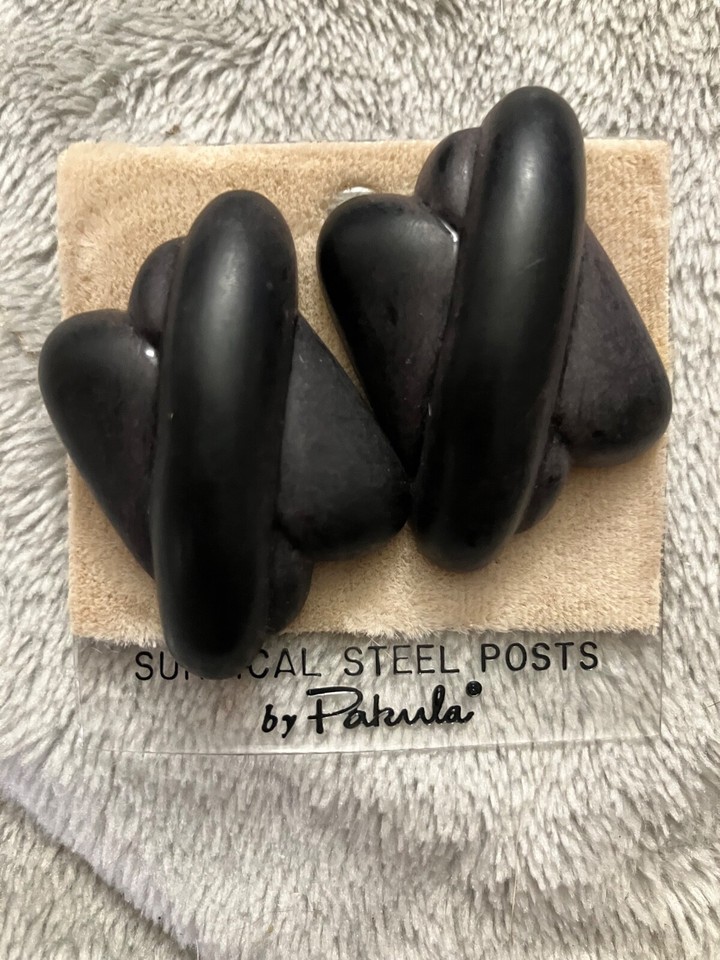 6 pairs Vintage PAKULA Genuine Lucite Black Earrings Studs cards | eBay