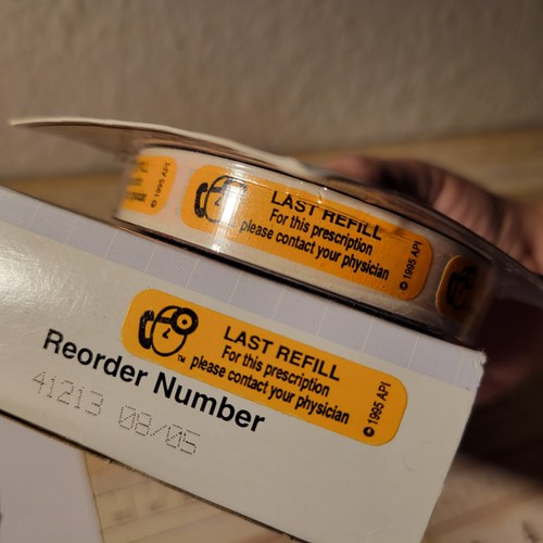 VTG Patient Advisory/Pharmacy Labels RX Bottles "Last Refill" | eBay