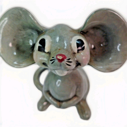 Vtg Ceramic Big Ear Mouse Bobblehead Nodder Figurine MCM Granny core ...