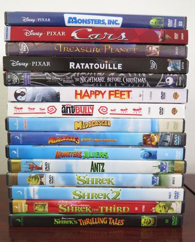 Lot of 15 DVDs Pixar DreamWorks Warner Bros Animated Movies Cars Shrek ...