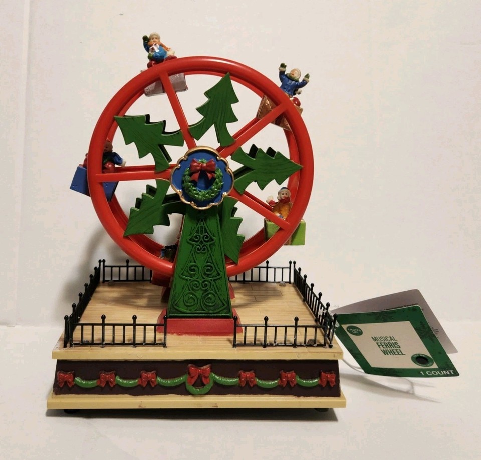 8 Inch Animated Musical Light Up Christmas Ferris Wheel - Joy To The ...