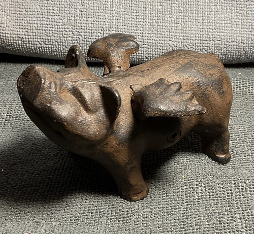 Rustic 5” Cast Iron Flying Pig Statue with Wings - Garden & Desk Decor ...