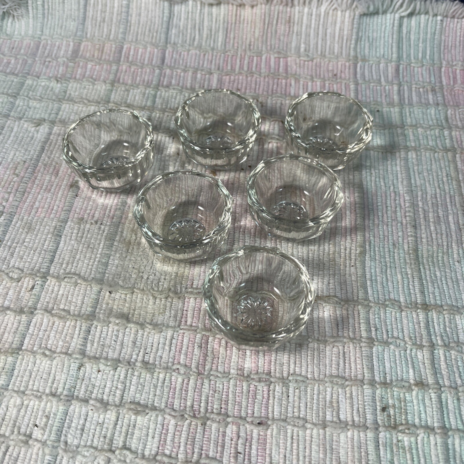 Set of 6, Pressed Glass Individual Salt Cellars, Anchor Hocking Glass ...