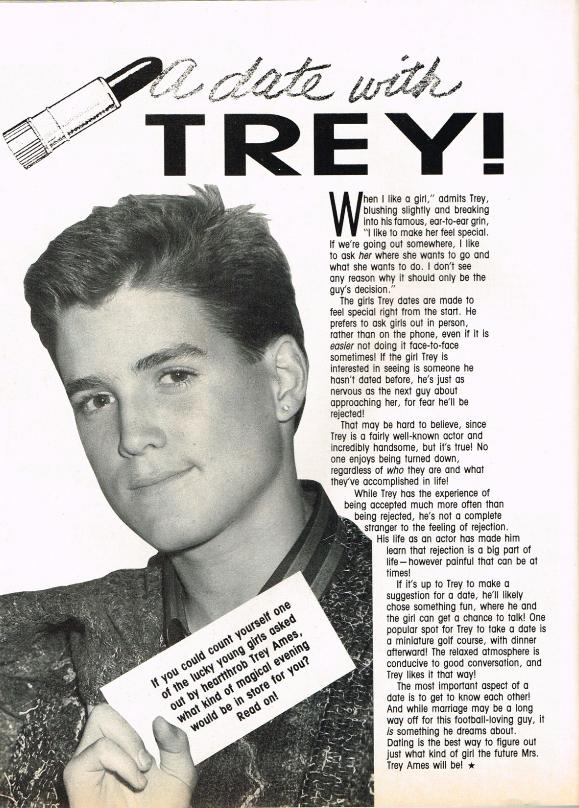 Trey Ames - 11" x 8" Teen Magazine Pinup Mini Poster Clipping | eBay