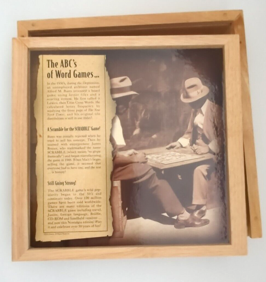 Official Scrabble Wooden Box Nostalgia Game Series Parker Bros Complete ...