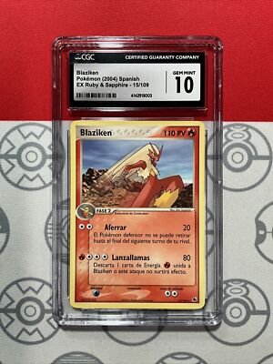 NEW CGC 10 GEM Pokemon EX Ruby & Sapphire Regular Finish Blaziken 15/ ...