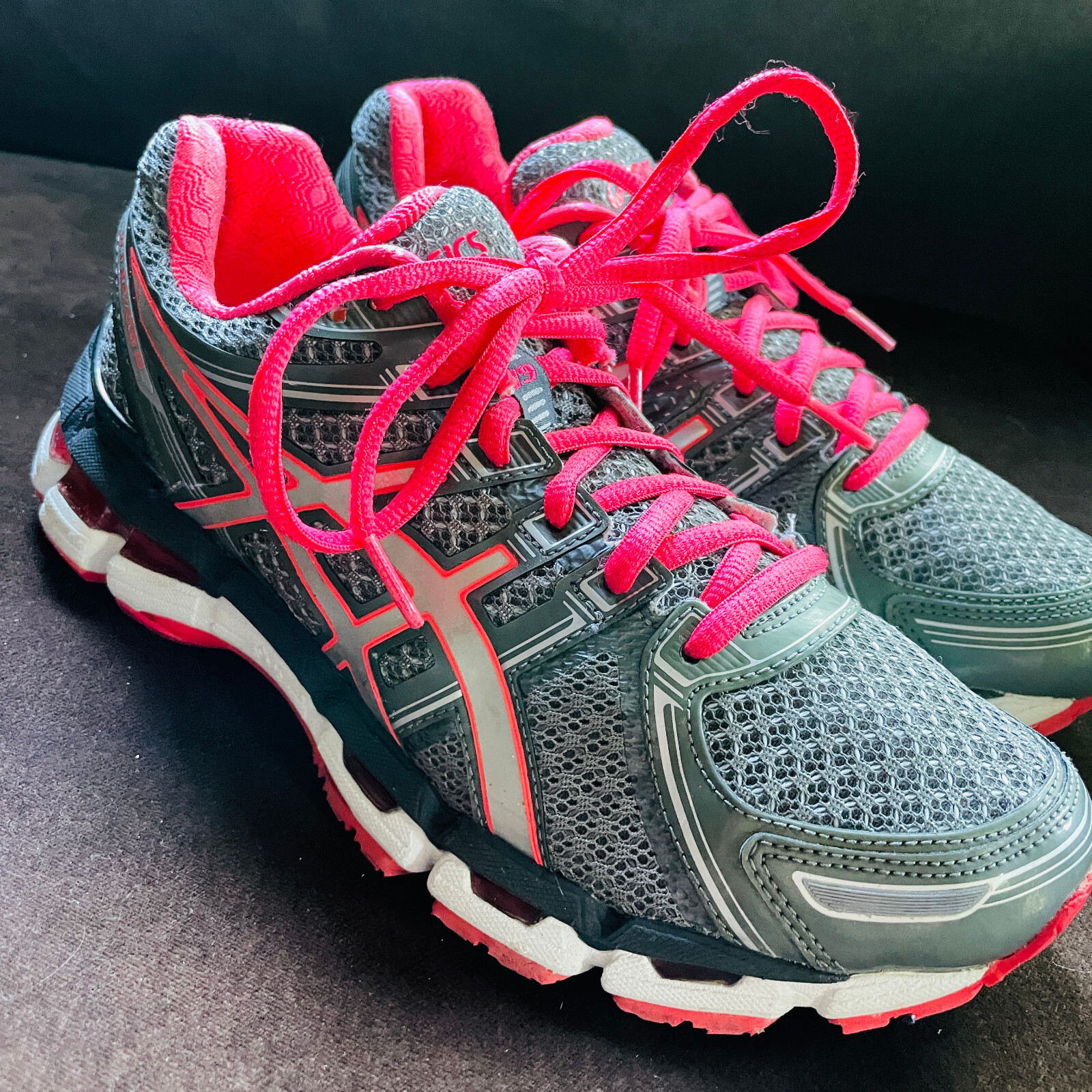 ASICS GEL-Kayano 19 T350Q Womens 8.5 US 40 EUR Charcoal Grey Ruby Pink ...