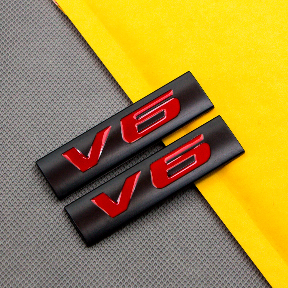 2x Black & Red V6 Engine Metal Emblem Rear Trunk Fender 4wd Sport Badge ...