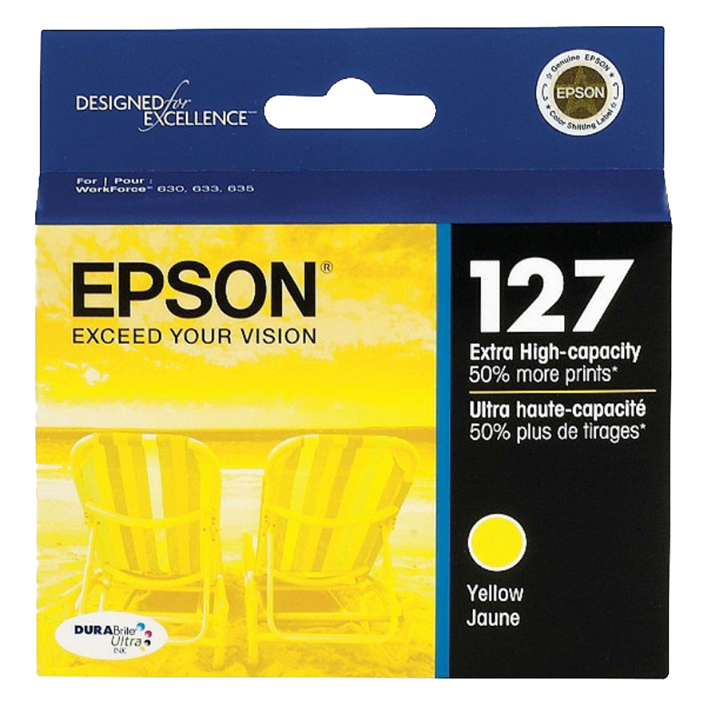GENUINE Epson 127 Yellow Ink Cartridge for WorkForce WF-7010 WF-7510 WF ...