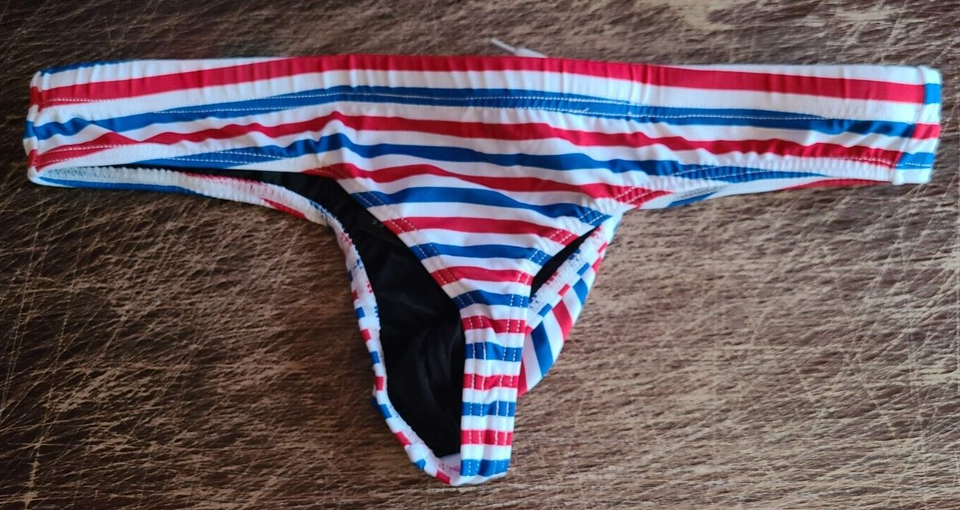 JAXFSTK MENS SHINY SWIM THONGS SEXY T-BACK SIZE (L 30-34)-RED WHITE ...
