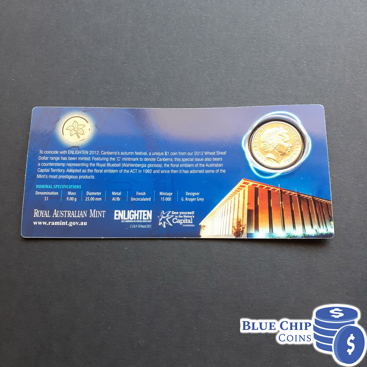 2012 $1 UNC WHEAT SHEAF BLUEBELL COUNTERSTAMP COIN C MINTMARK COIN ON ...