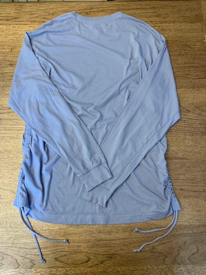 PINK Victoria’s Secret Blue Logo LARGE Campus Ruched Side Long Sleeve ...