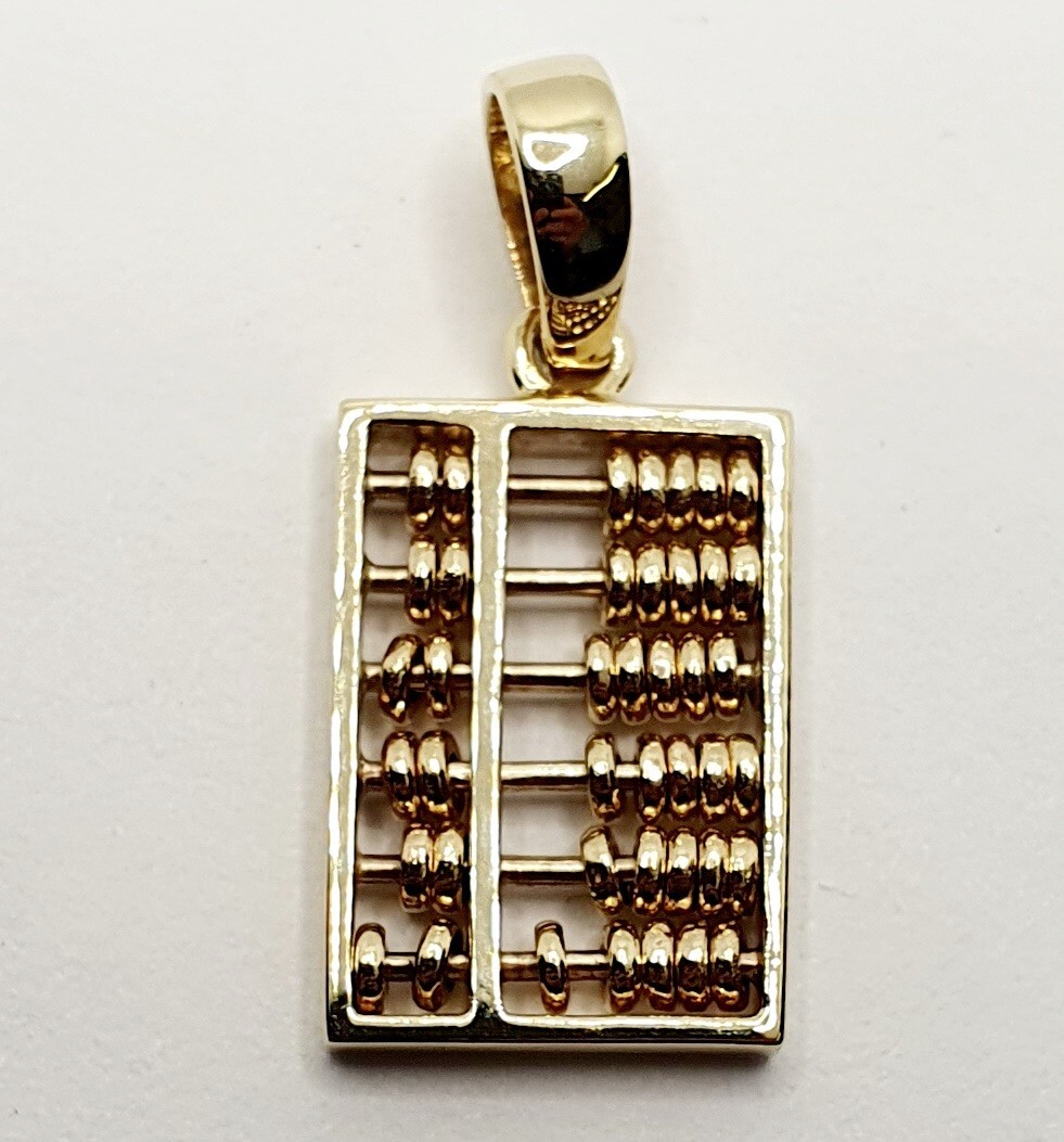 Big 9ct Abacus Moving Solid Yellow Gold Hallmarked Pendant Square Shape ...