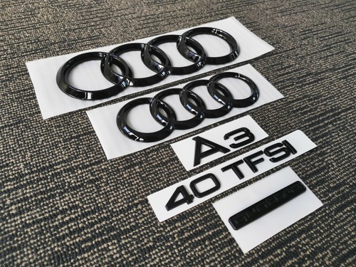 Gloss Black OEM Style Set Front Rear Trunk Badge Audi A3 40TFSI Quattro ...