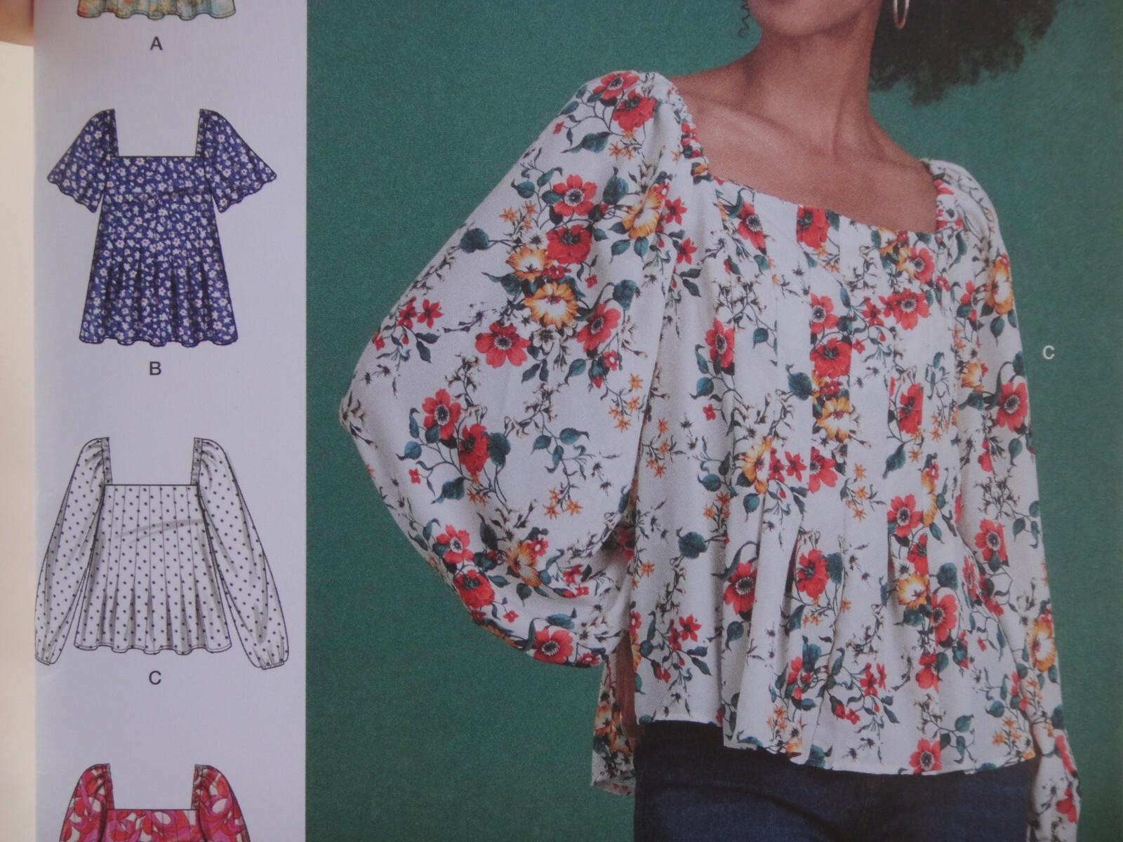 Simplicity 9452 Easy to Sew Boho Square Neck Sleeve Var Pattern 6-14 or ...