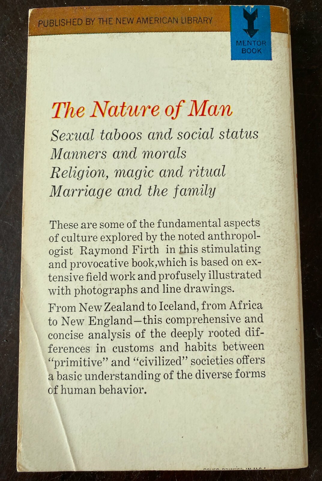 Human Types by Raymond Firth Social Anthropology Mentor 9th Print 1958 ...
