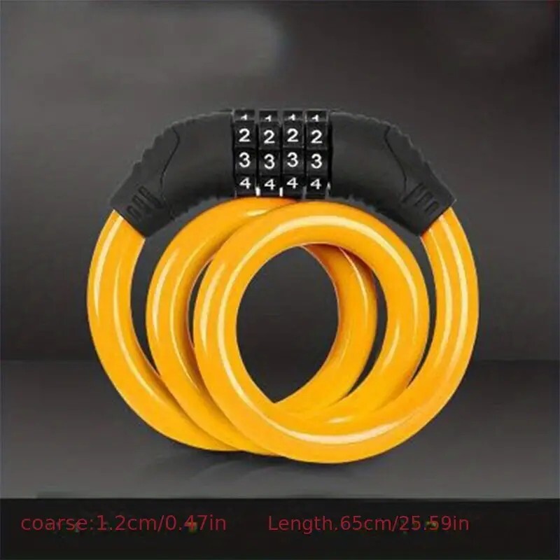 🎯Yellow Bike Lock 4-Digit Password Bicycle Resettable Combo Cable Chain ...