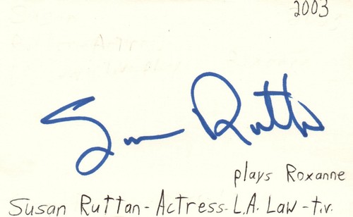 Susan Ruttan Actress Roxanne in LA Law TV Show Autographed Signed Index ...