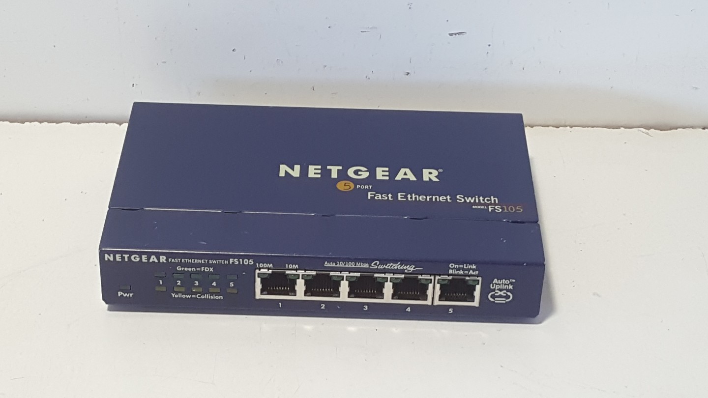 NETGEAR 5 PORT FAST ETHERNET SWITCH FS105 7.5dc-1.0A a amp | eBay